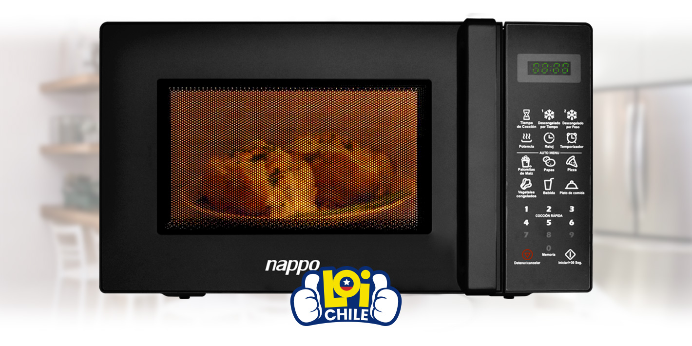 Microondas NAPPO 20L 1050W Panel Digital 6 Programas, oferta LOi Chile.