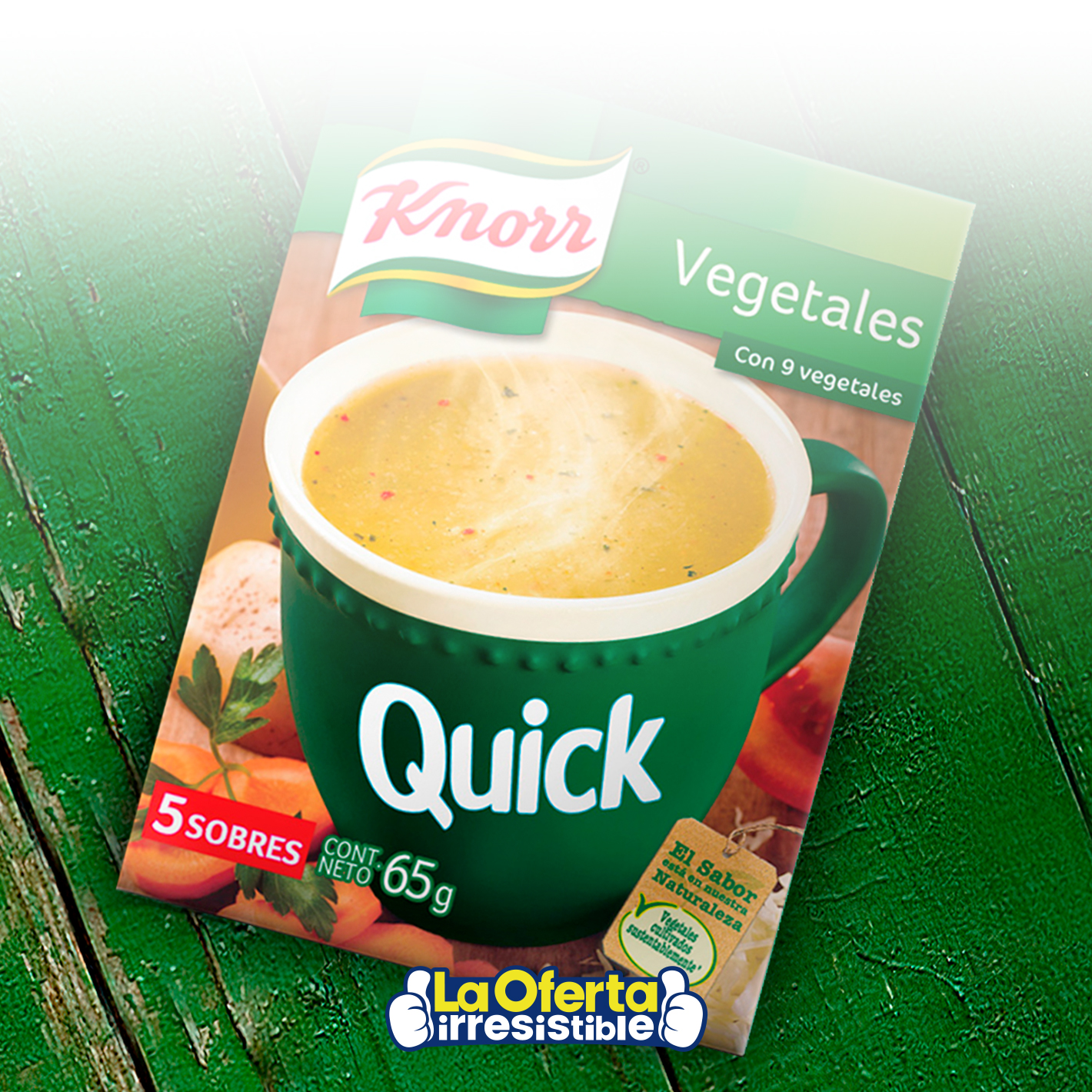 Sopa KNORR Quick de Vegetales Caja x5 Sobres, oferta LOi.