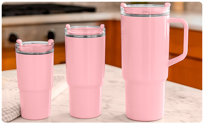 Set de 3 Vasos de 1400ml, 860ml y 550ml con Tapa, Sorbito y Cepillo de ...