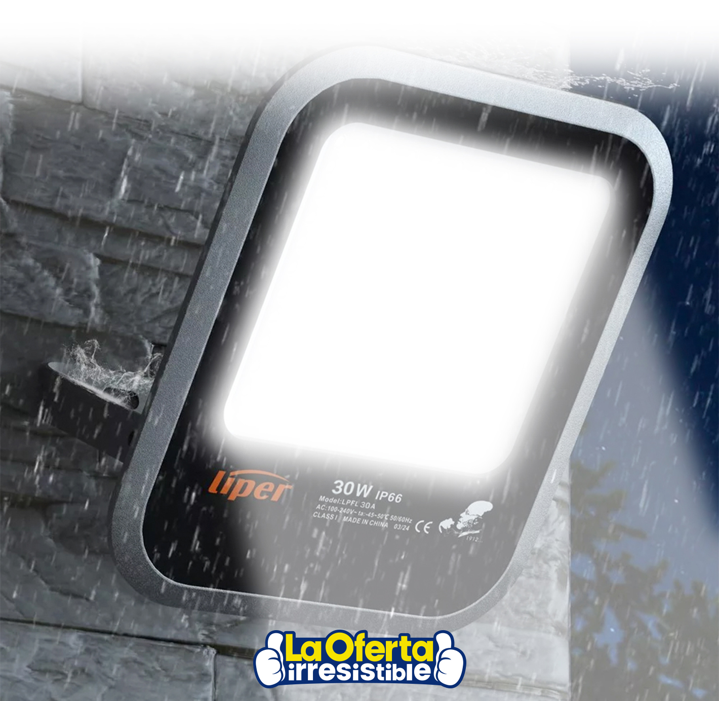 Foco LED LIPER 30W Luz Fría para Interior y Exterior Diseño Compacto y ...