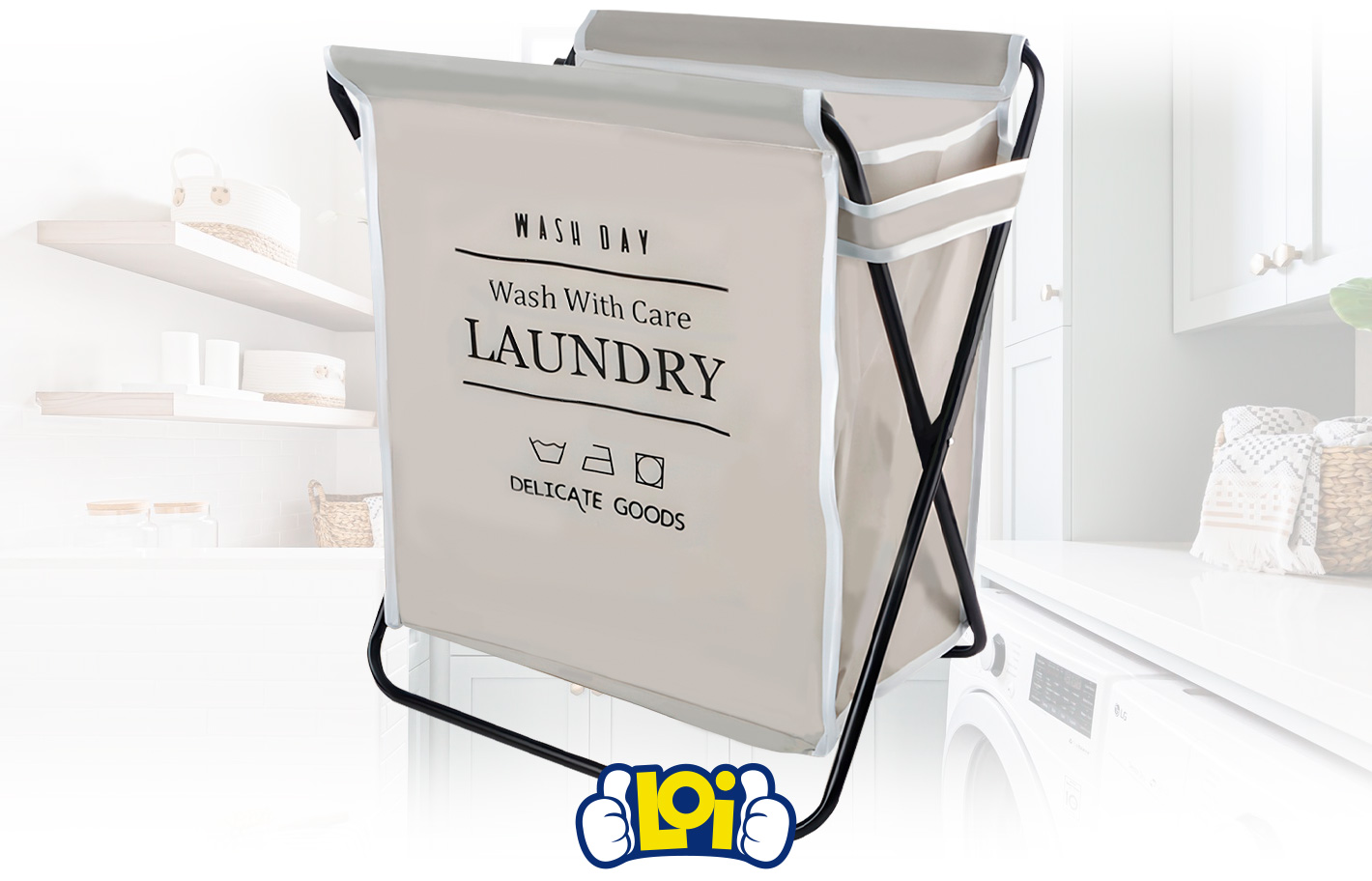 Cesto Plegable Grande para Ropa, Lavandería, Base Metálica 54x47x42cm ...