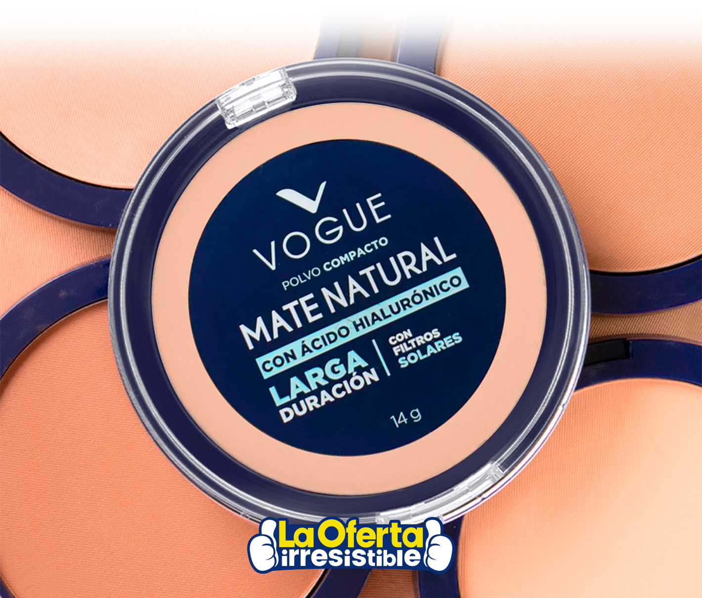 Polvo Compacto Vogue Mate Natural con Ácido Hialurónico - Gitano 14g ...