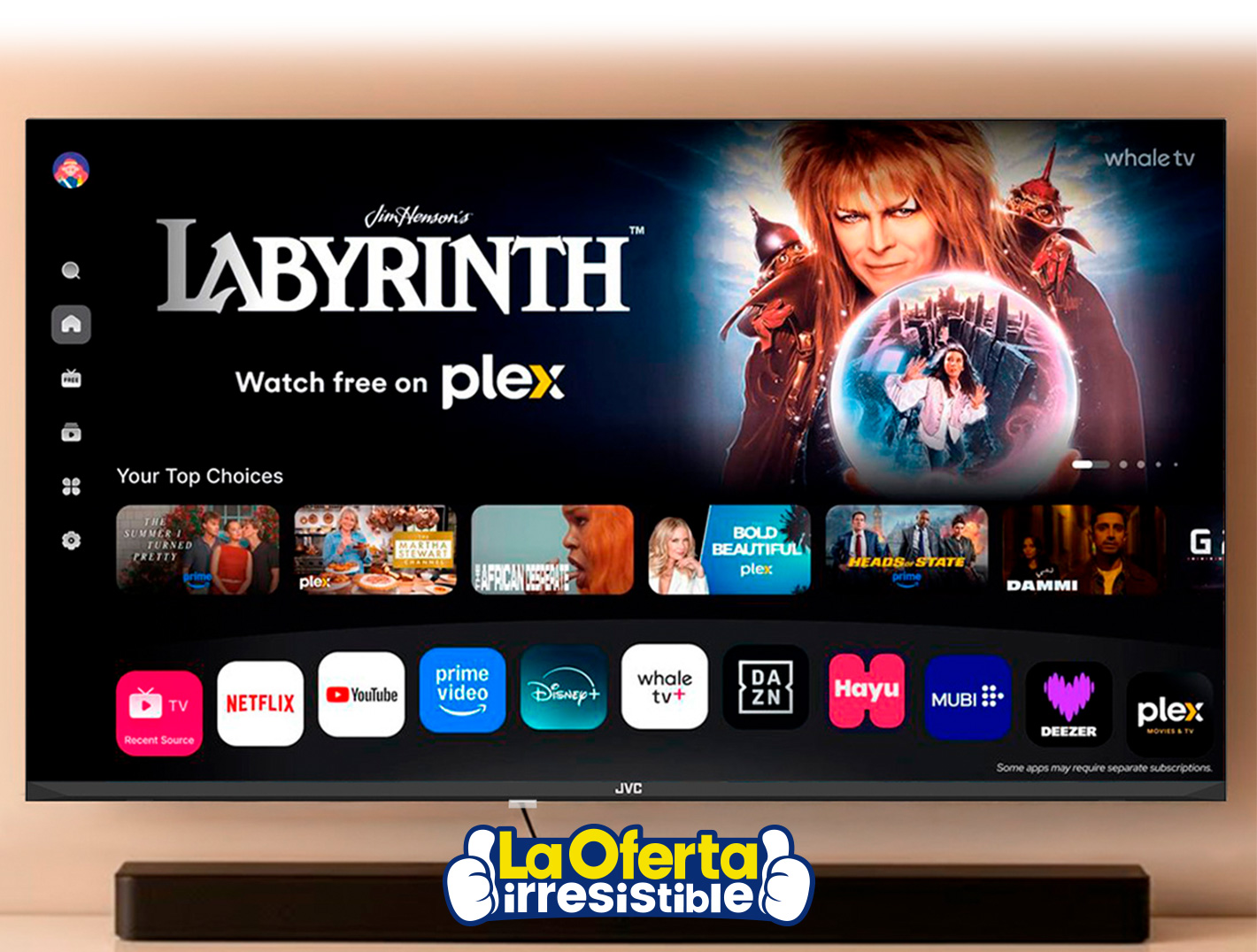 Smart TV JVC 40" DLED FHD con WhaleTV, WiFi y Bluetooth, oferta LOi.