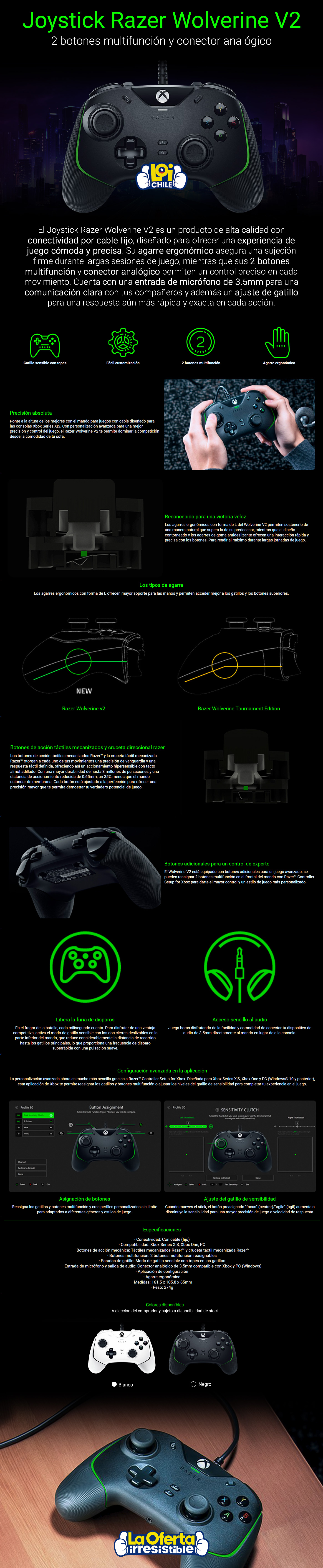 RAZER Control Joystick Razer Wolverine V2 Xbox XS One PC Black ...