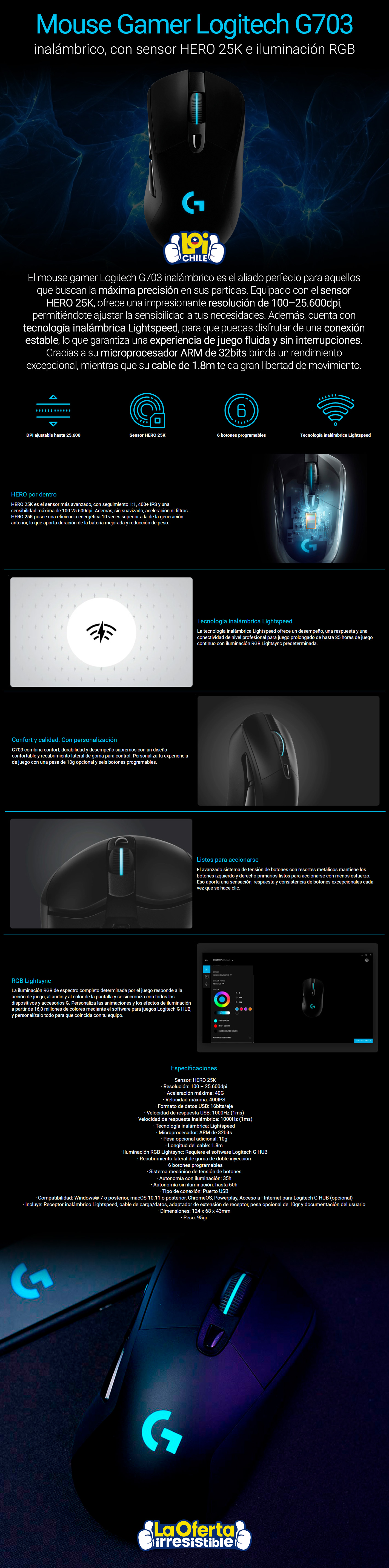 LOGITECH Mouse Gamer Logitech G703 Lightspeed | falabella.com