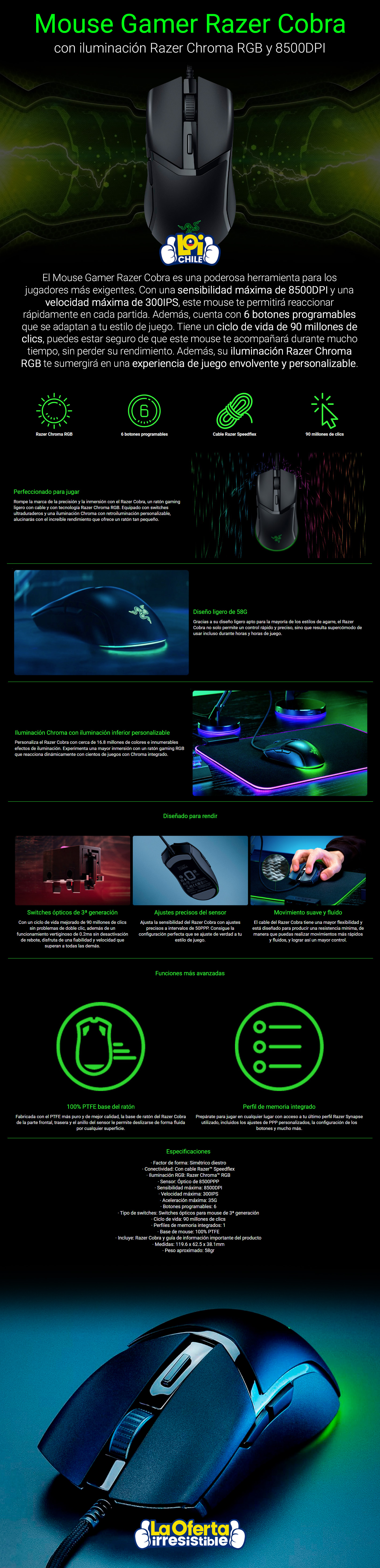 RAZER Mouse Gamer Razer Cobra Negro | falabella.com
